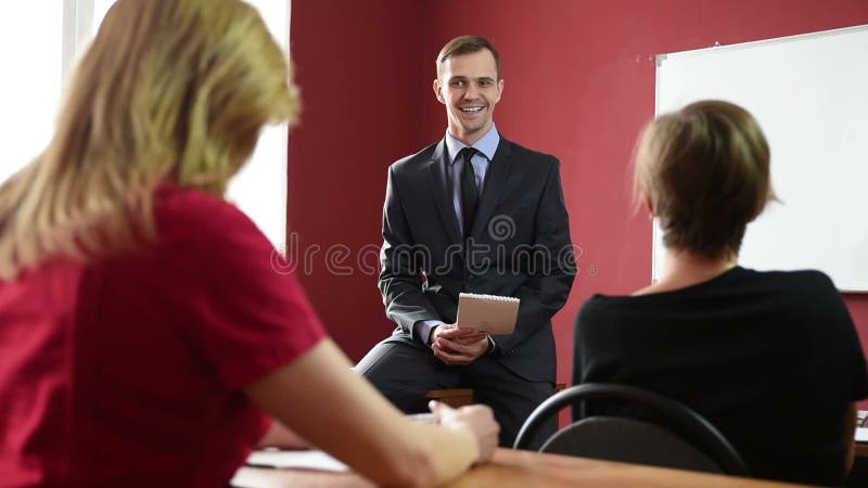 Male Teacher Giving a Lecture at the University. Stock Video - Video of ...