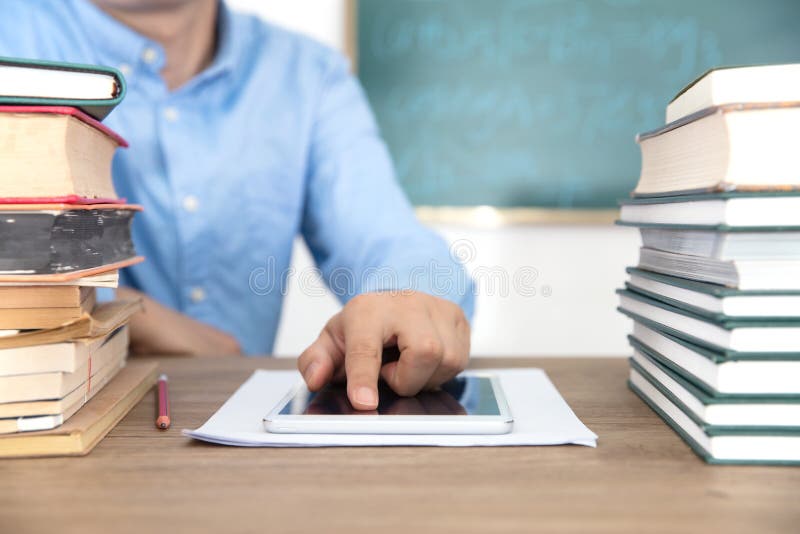 Male Teacher is Preparing Course Stock Photo - Image of male ...
