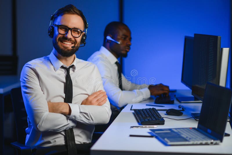 Male Technical Support Agent Trying To Explain Something To a Client ...