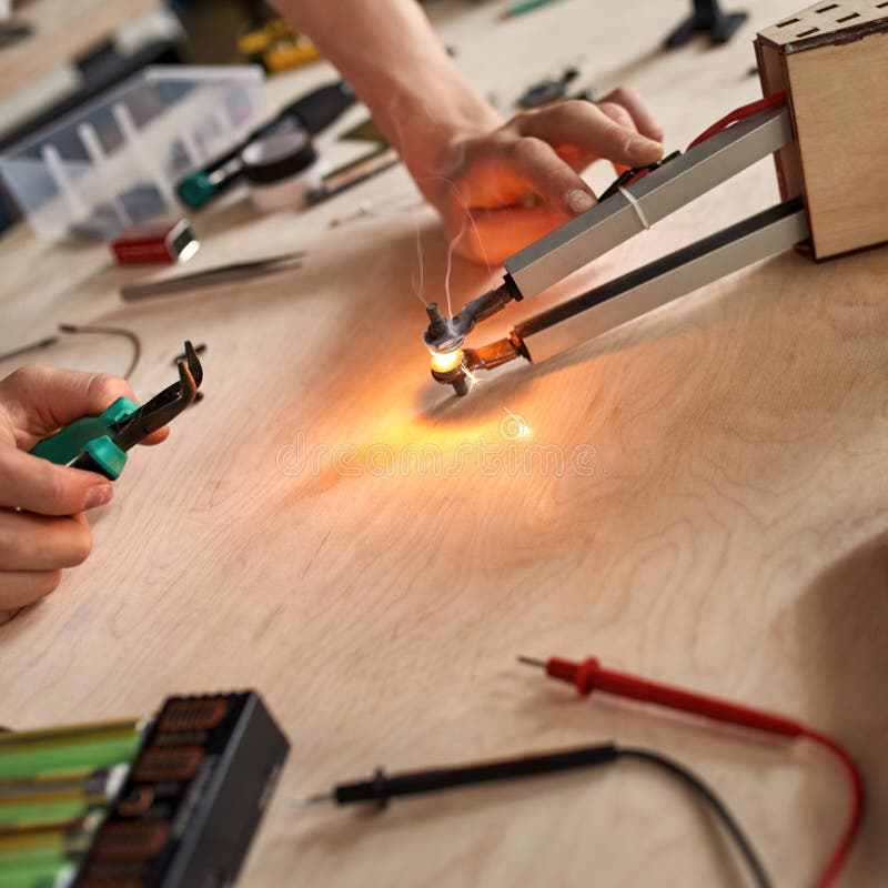 Male Technician Hands Do Experiment with Forceps Stock Image - Image of ...