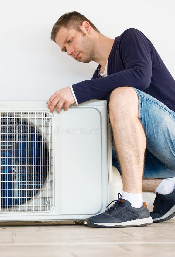 Man Installing Air-conditioning System Stock Photo - Image of installer ...