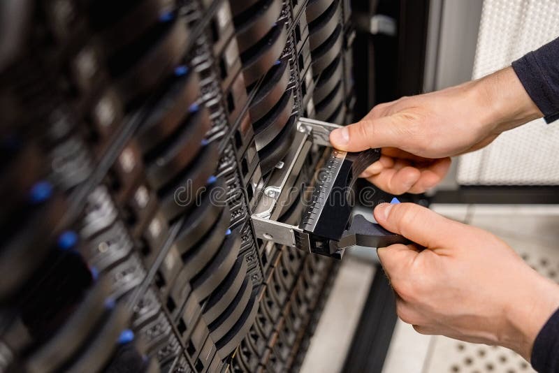 Man Fix Server Network in Data Center Room Stock Photo - Image of ...