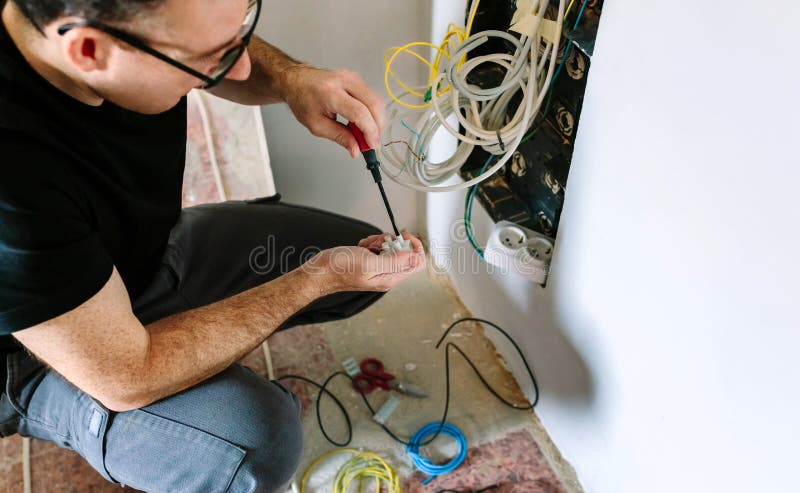Telecommunication Man Installer Posing Stock Image - Image of building ...