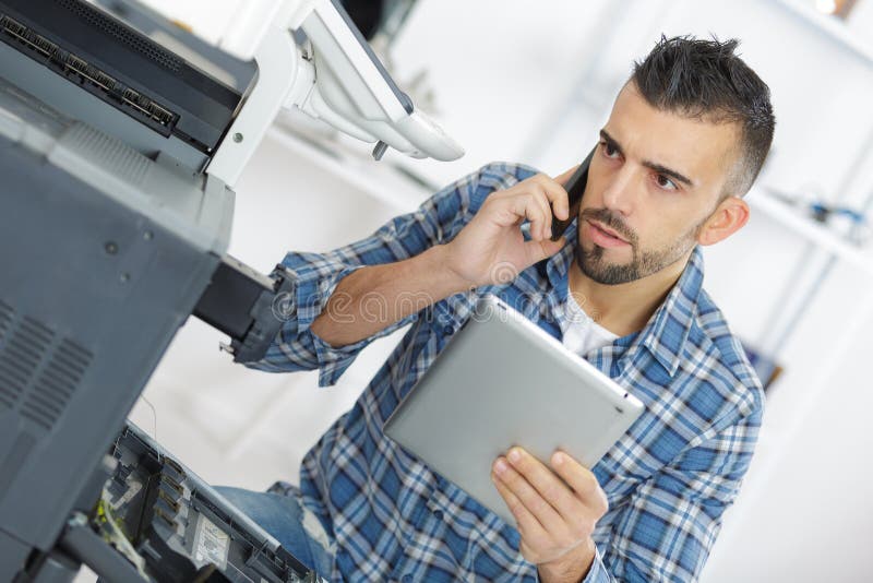 Technician Using Digital Tablet Stock Image - Image of adult ...