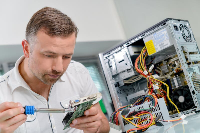 Male technician at work stock photo. Image of electricity - 170650788