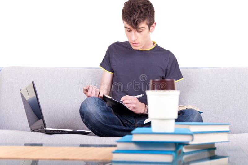 Male teenager studying stock image. Image of male, homework - 15690657