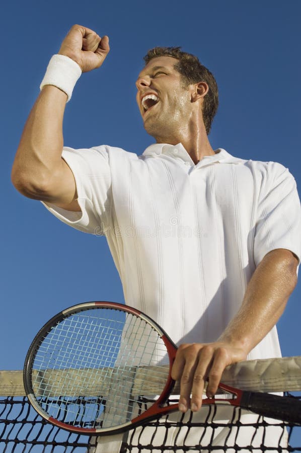 Male Tennis Player Celebrating Success Stock Image - Image of hobby ...
