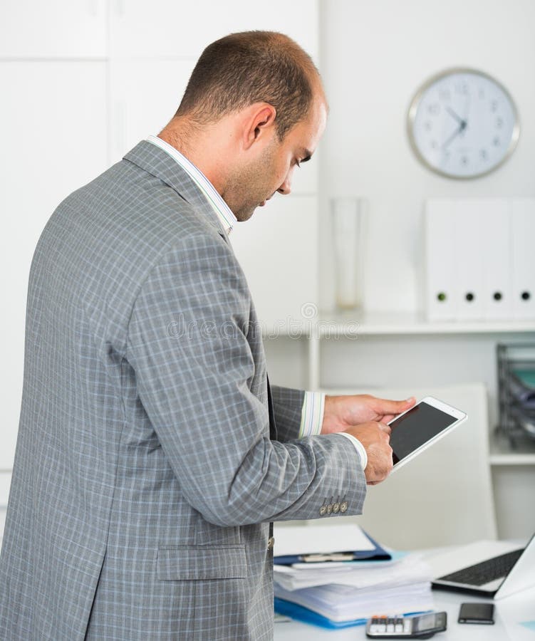 Male Testing Modern Middle Size Touchpad Stock Image - Image of ...