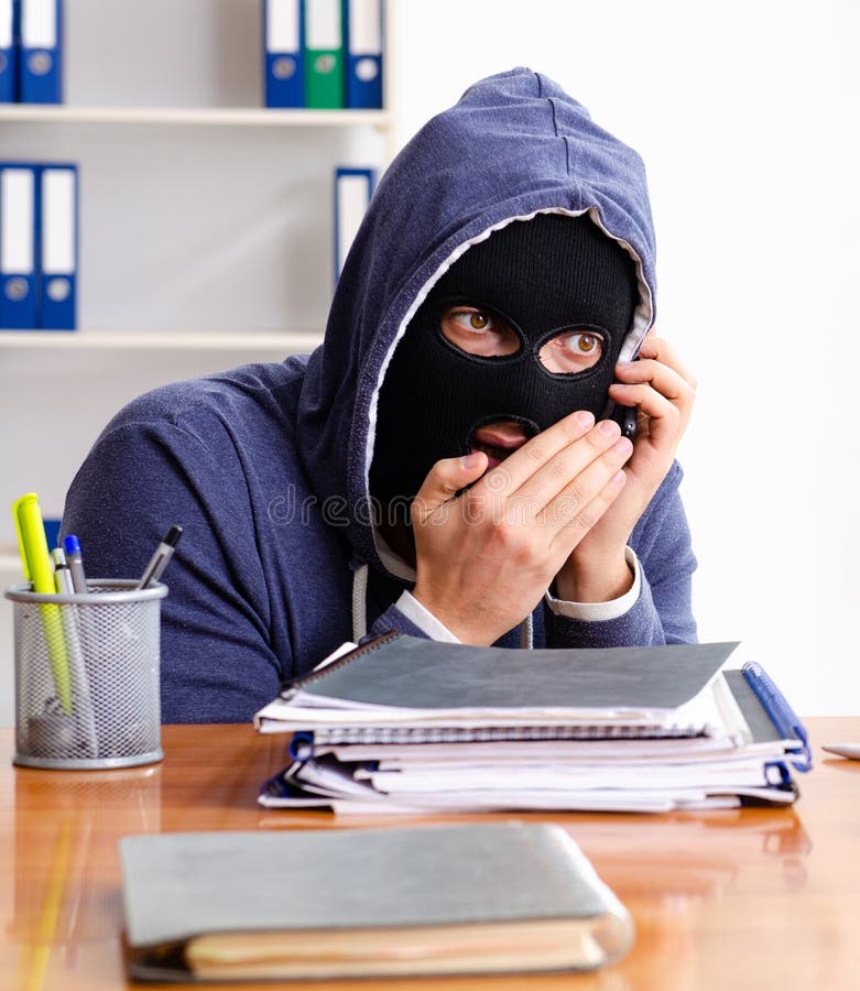 Male Thief in Balaclava in the Office Stock Photo - Image of impostor ...