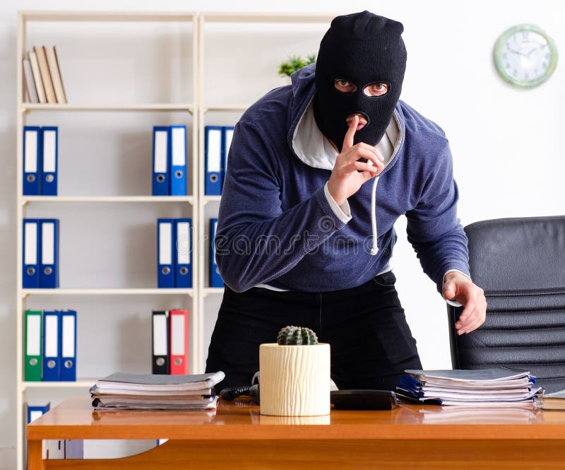 Male Thief in Balaclava in the Office Stock Photo - Image of impostor ...