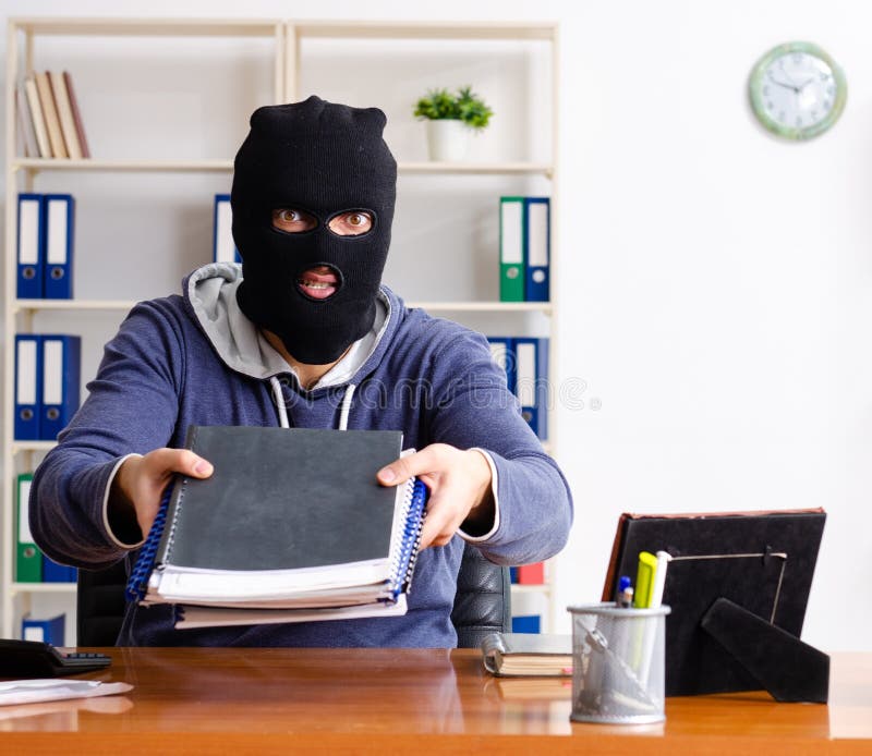 Male Thief in Balaclava in the Office Stock Photo - Image of identity ...