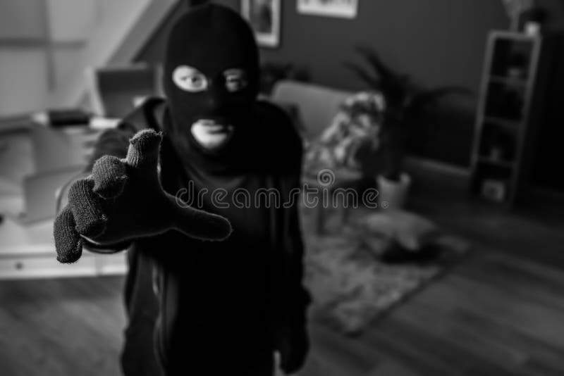 Male Thief Indoors, View through Security Camera Stock Image - Image of ...