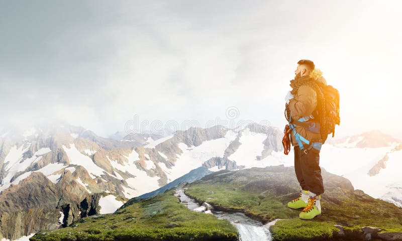 Male Traveler Exploring the World Concept Stock Photo - Image of hiking ...