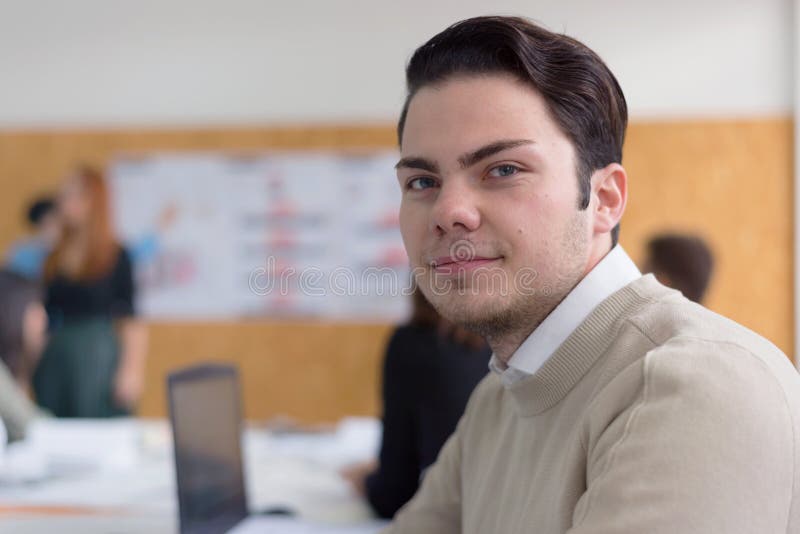 Male University Architecture Student Working on Practice Lessons ...