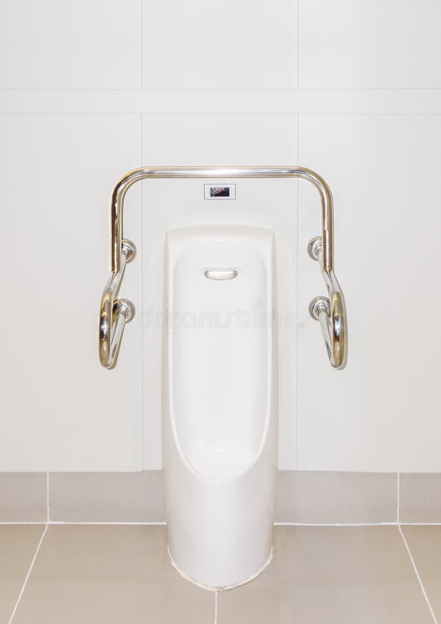 A Male Urinal with Iron Bar Stock Photo - Image of design, clean: 37455586