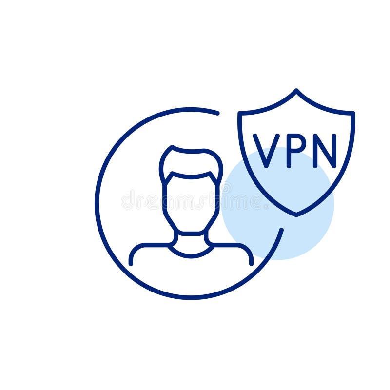 Male User Avatar and Vpn Shield. Protected Internet Activity. Secure ...