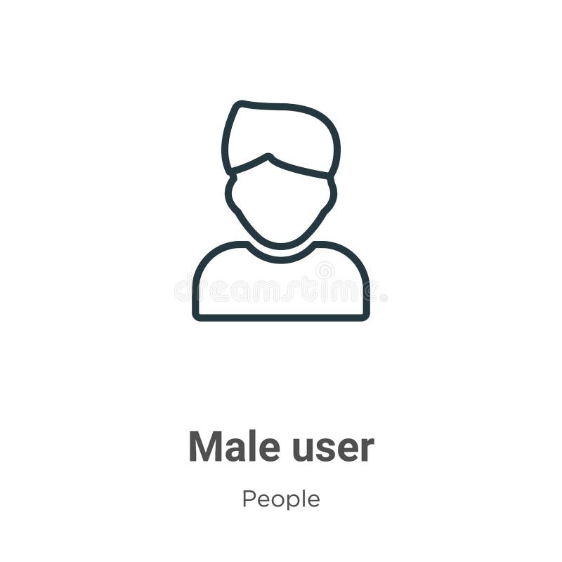 Male User Outline Vector Icon. Thin Line Black Male User Icon, Flat ...