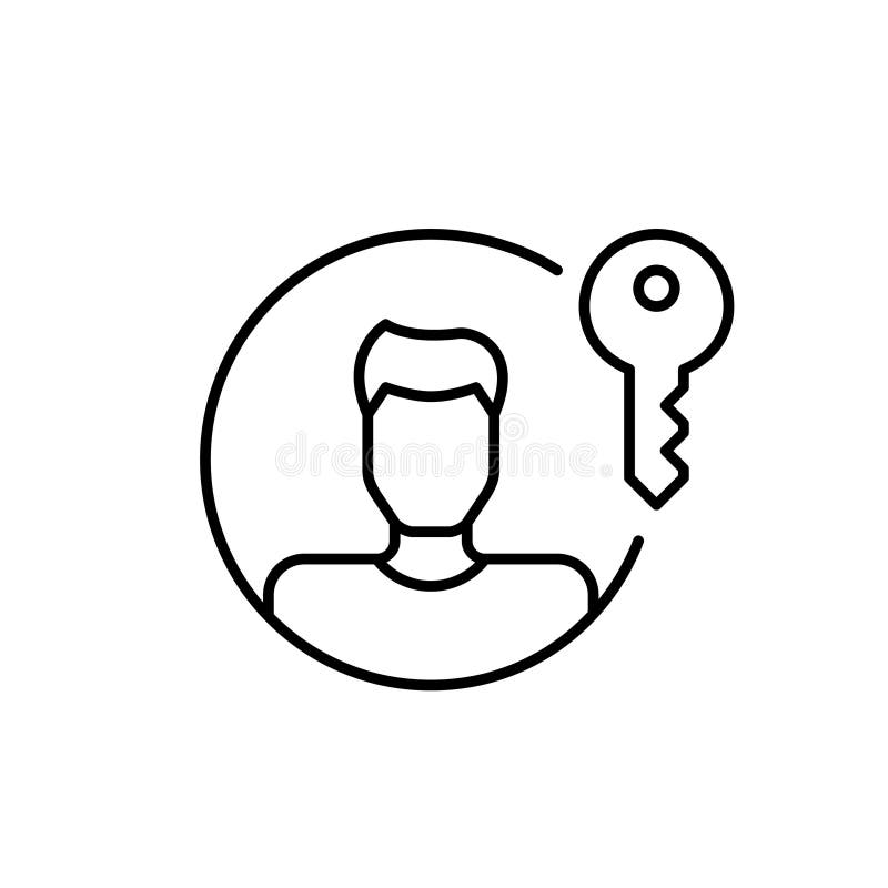 Male User Profile Picture with Key. Secure Login Methods and ...