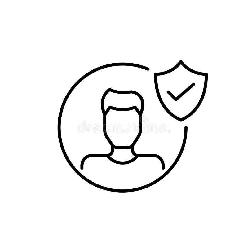 Male User Profile, Shield and Checkmark. Verified Identity, Safe User ...
