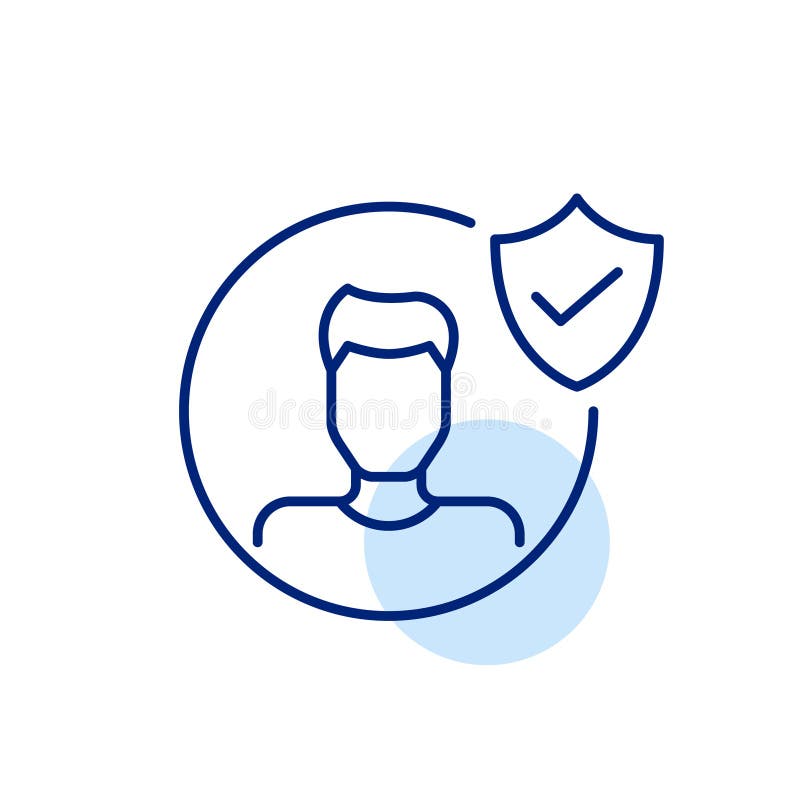 Male User Profile, Shield and Checkmark. Verified Identity, Safe User ...