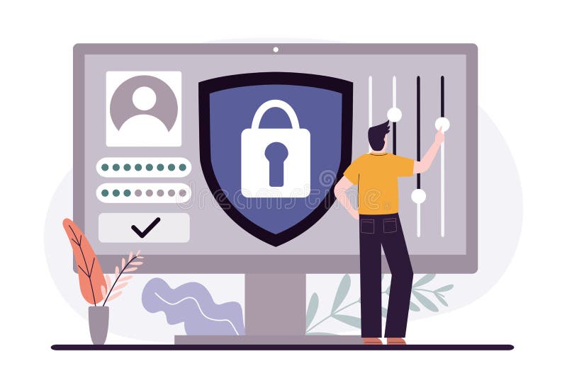 Male User Setting Private Account. Concept of Personal Data Protection ...