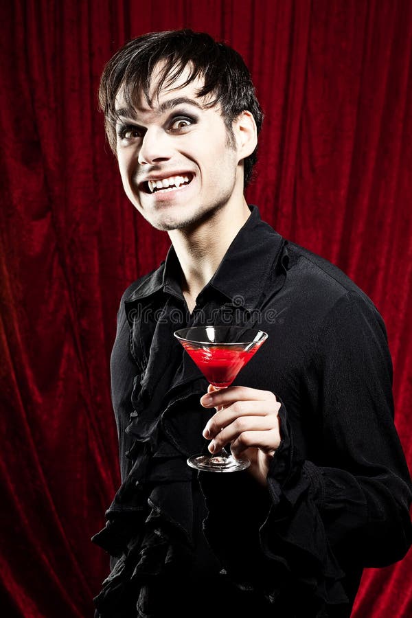 Male Vampire with a Bloody Drink Stock Image - Image of vampire, drink ...