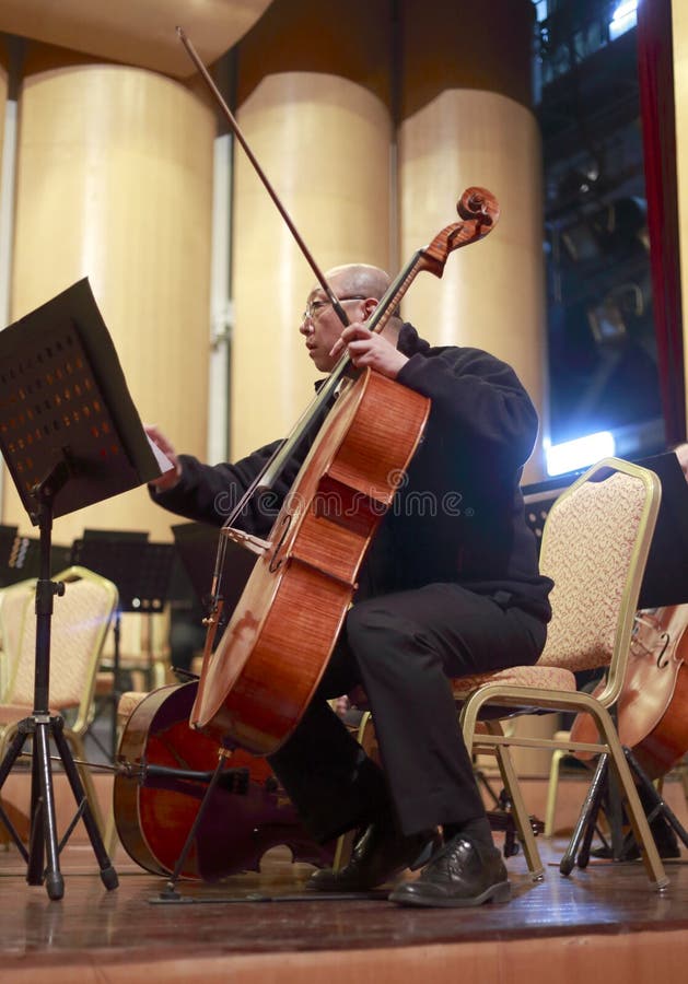 Male Viola Musician Practicing before the Show Editorial Photography ...