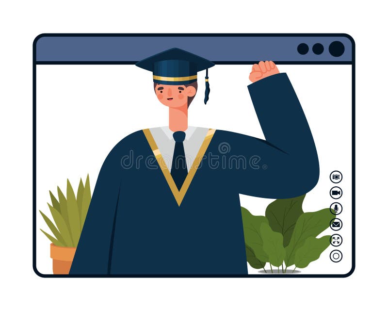 Male on virtual graduation stock vector. Illustration of happy - 227840583