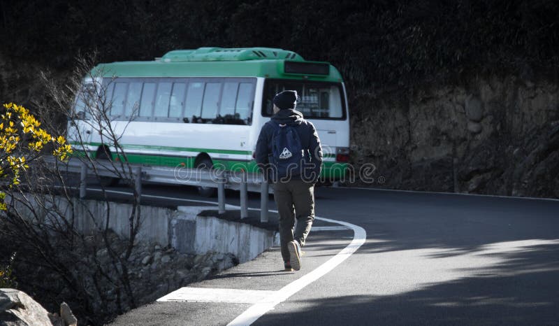 Male Walking in the Highway Stock Image - Image of outdoor ...