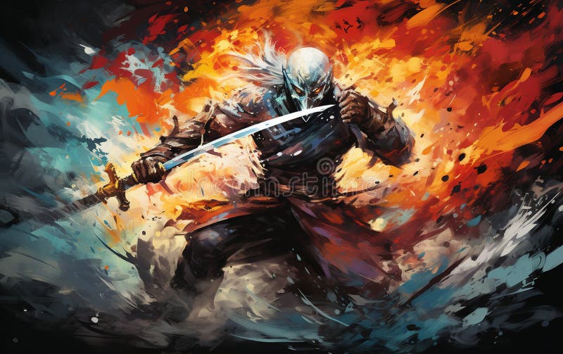 Male Warrior S Secret: the Devilish White Mask" Generative AI Stock ...