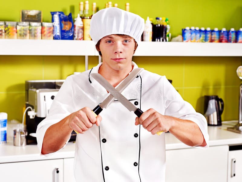 Male wearing chef uniform. stock photo. Image of canteen - 26671668