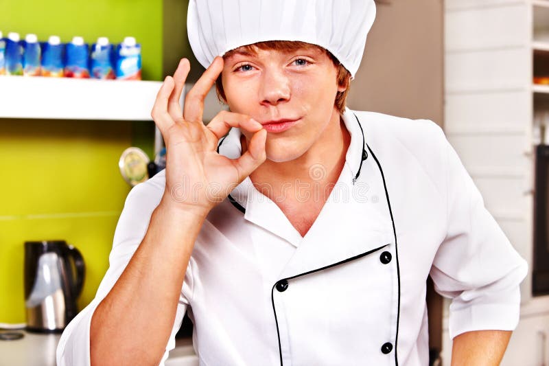 Male wearing chef uniform. stock photo. Image of canteen - 29592792