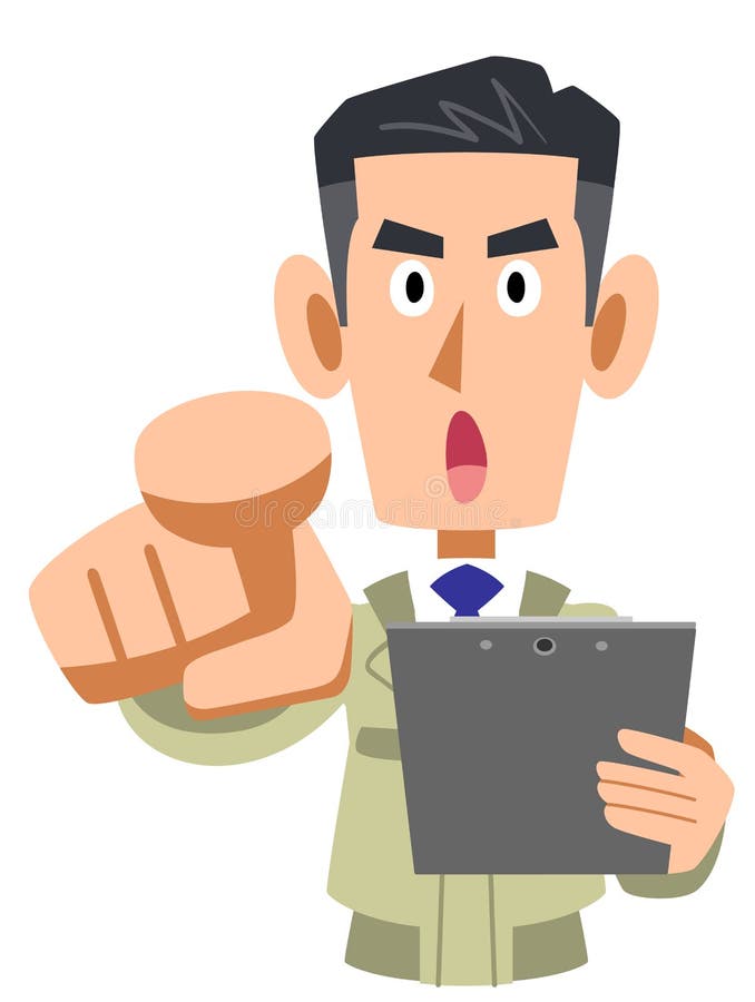 Male in Work Clothes Checking Pointing Stock Vector - Illustration of ...
