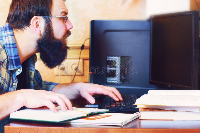 Male Work Computer Pen Write Stock Image - Image of adult, office: 80690883