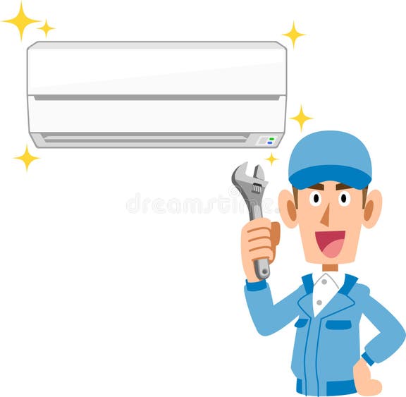 Male Worker with Air Conditioner and Tools Stock Vector - Illustration ...