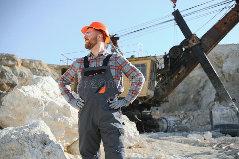 Male Worker with Bulldozer in Sand Quarry Stock Photo - Image of person ...