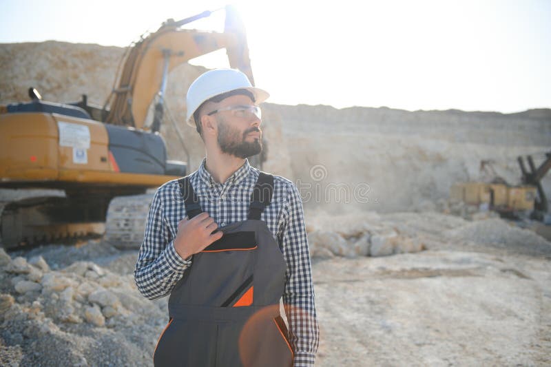 Male Worker with Bulldozer in Sand Quarry Stock Image - Image of person ...