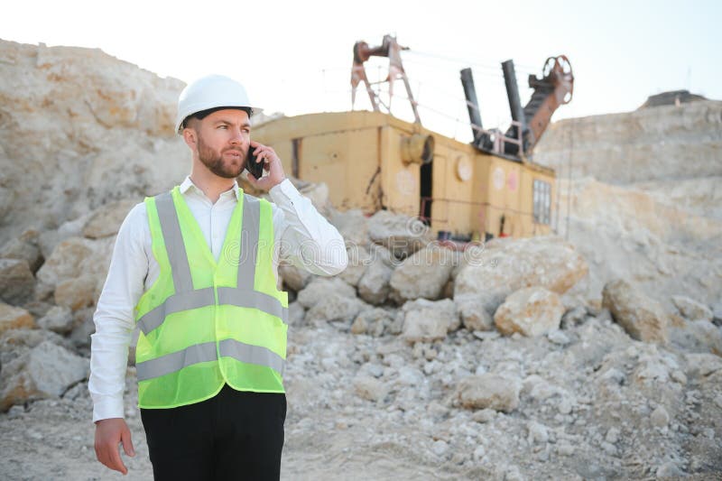 Male Worker with Bulldozer in Sand Quarry Stock Image - Image of ...