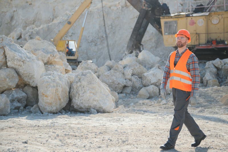 Male Worker with Bulldozer in Sand Quarry Stock Photo - Image of ...