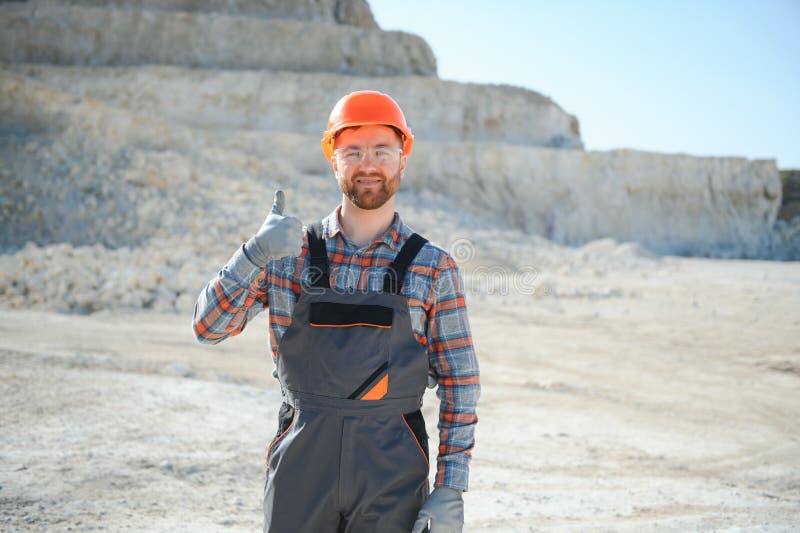 Male Worker with Bulldozer in Sand Quarry Stock Photo - Image of ...