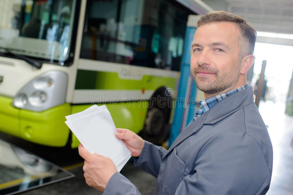 Male Worker in Bus Terminal Stock Image - Image of serivce, public ...