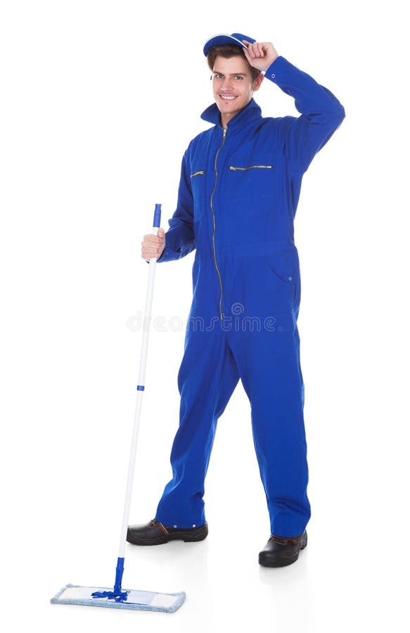 Male worker cleaning floor stock image. Image of caucasian - 46363511