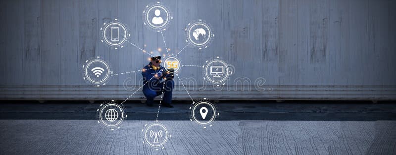Male Worker Engineer Using Smartphone Waiting 5G System Stock Image ...