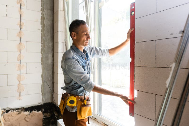Windows Installation Workers, Worker Window in a Building Stock Photo ...