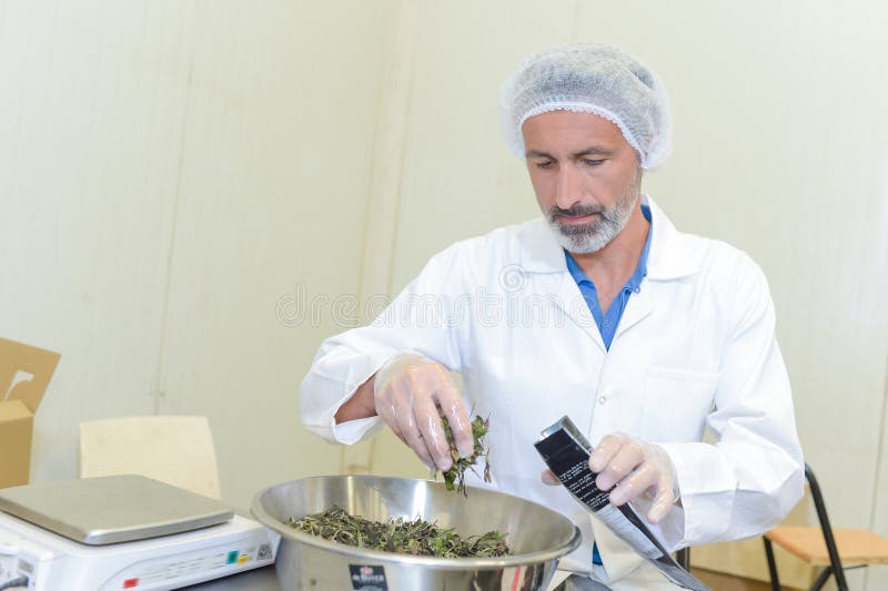 Male Worker during Packaging in Factory Stock Image - Image of ...