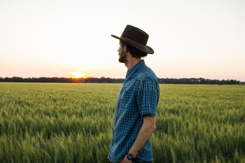 Male Worker in Spring Fields Stock Photo - Image of food, field: 121478082