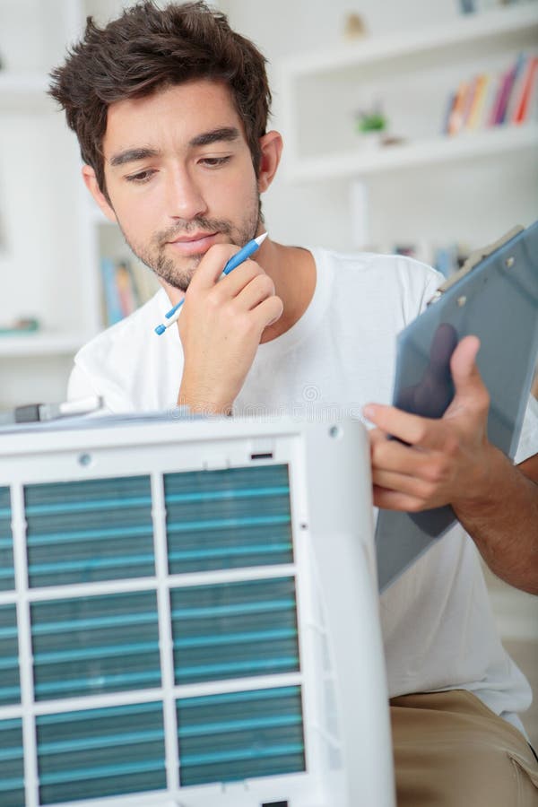 Male Worker Studying Problem Stock Image - Image of vocation, study ...
