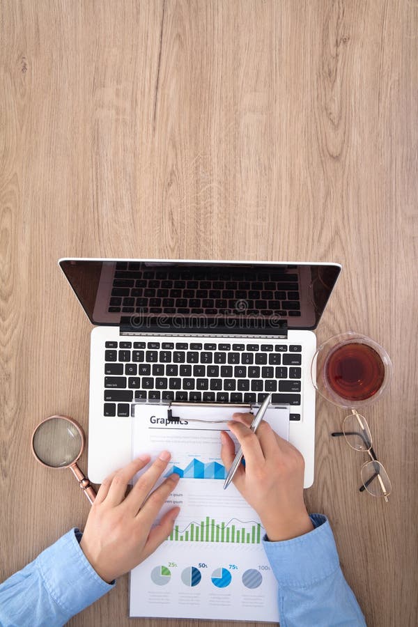 Male Worker Working at Desk Stock Image - Image of file, financial ...