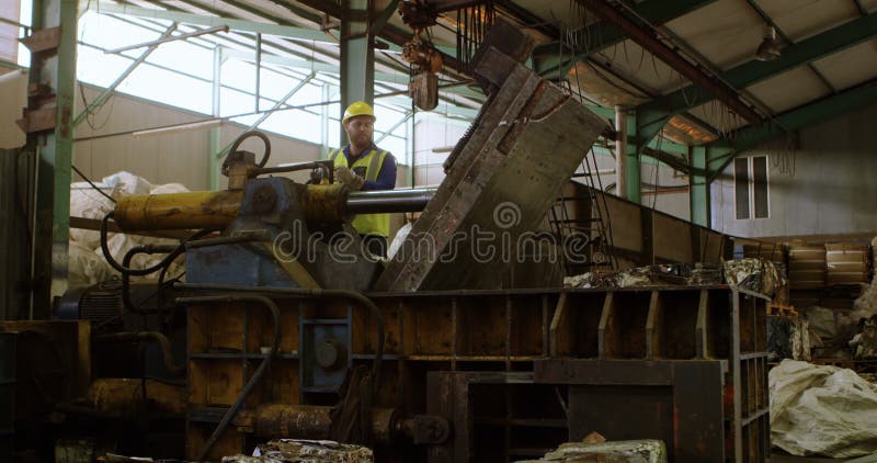 Male Worker Working on Machine in Warehouse 4k Stock Video - Video of ...