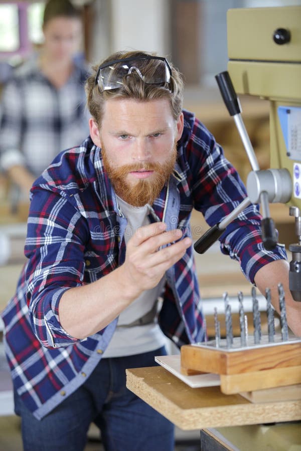 Male Worker Working with Milling Cutter at Workshop Stock Image - Image ...